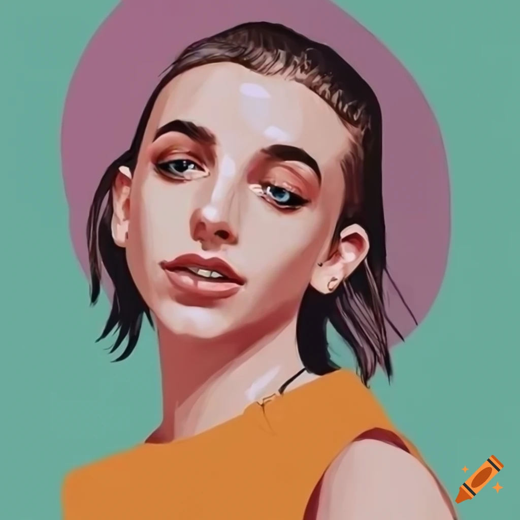 Emma chamberlain in a modern simple illustration style using the ...