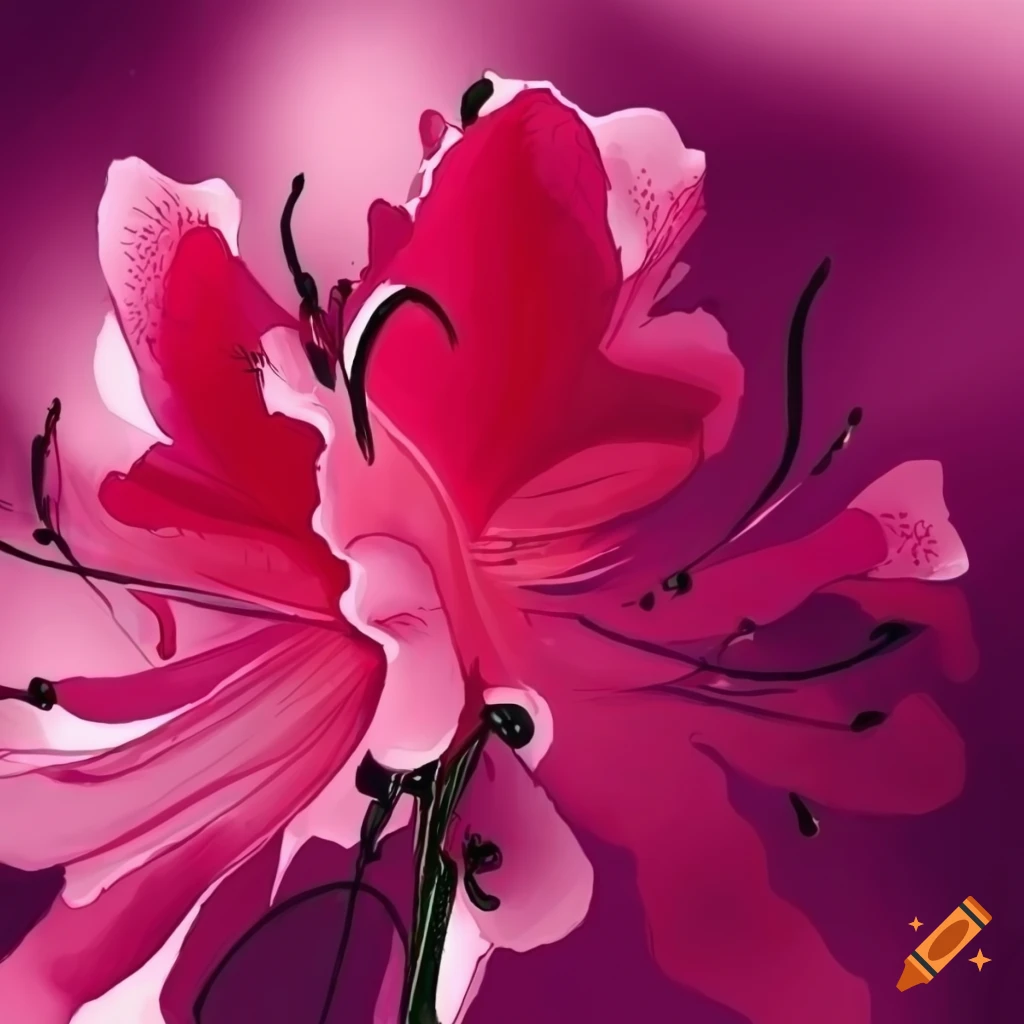 Rhododendron, line art on Craiyon