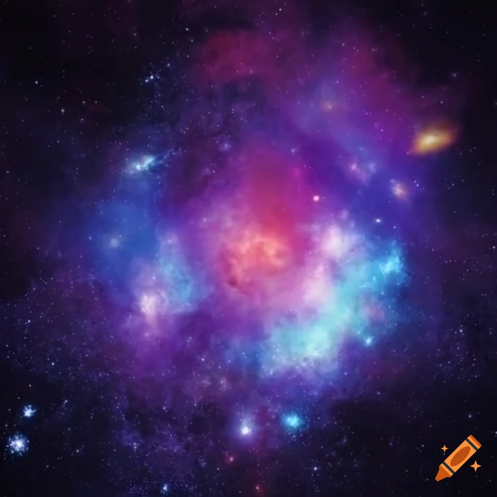 Vibrant explosion of cosmic particles in a star-filled sky on Craiyon