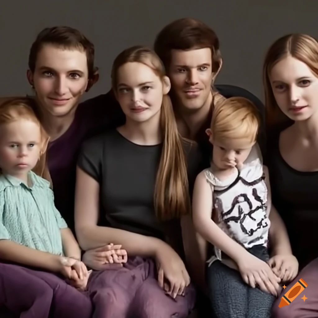 Family of 7 with 2 boys and 3 girls on Craiyon