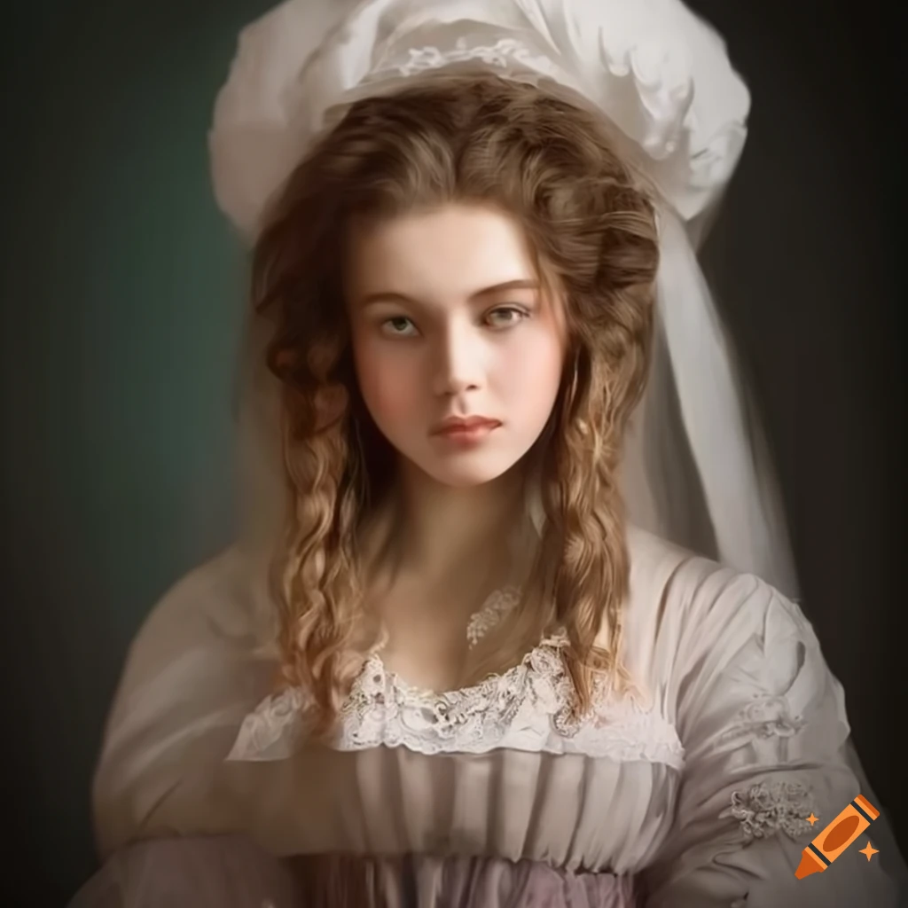 Photo portrait young victorian lord woman with long hair on Craiyon