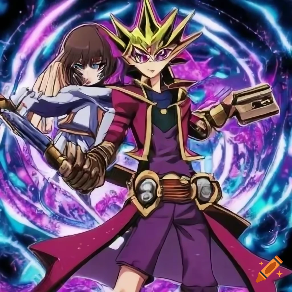 Yugioh card art, simple anime adventurer