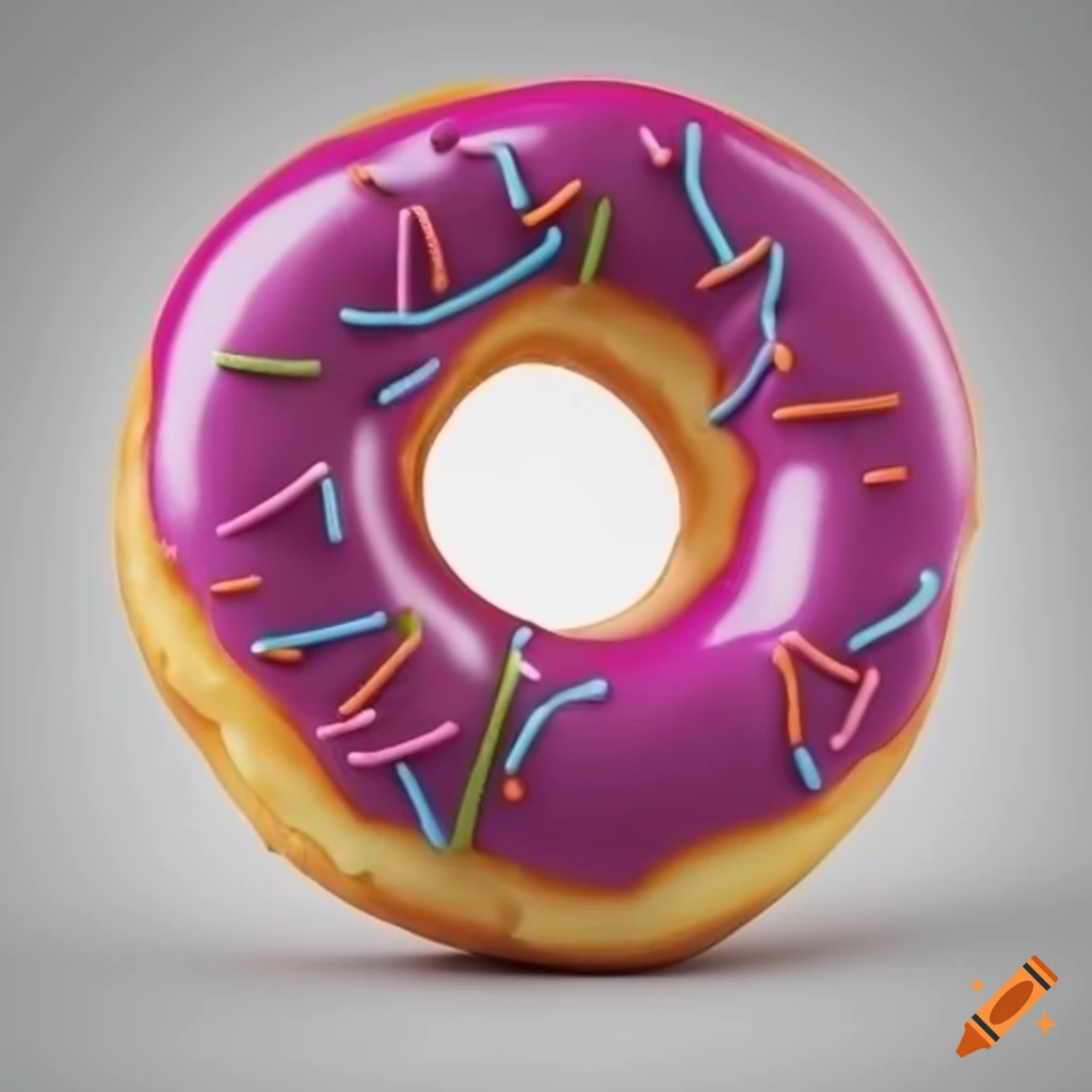 Create a stunning 3D render of a product photo featuring a Glazed Donut ...