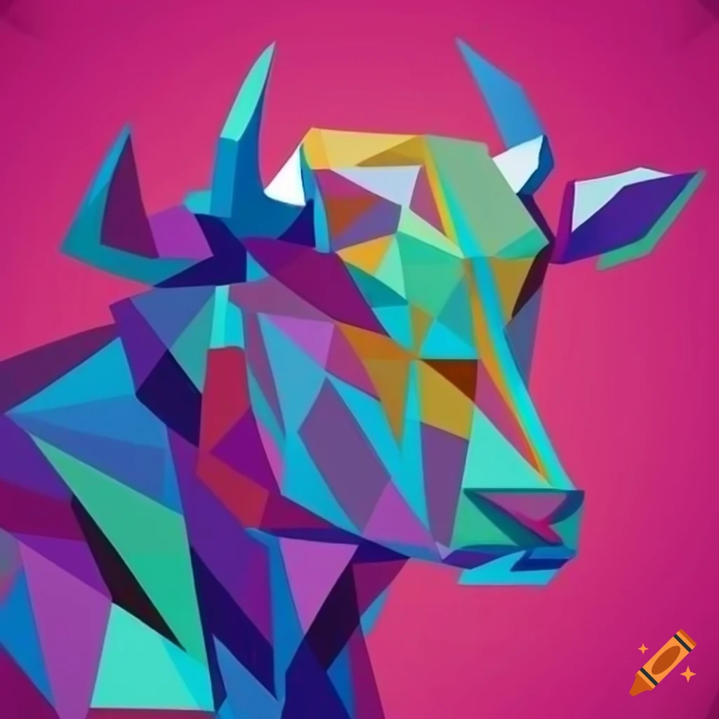 Abstract geometric bull head in profile