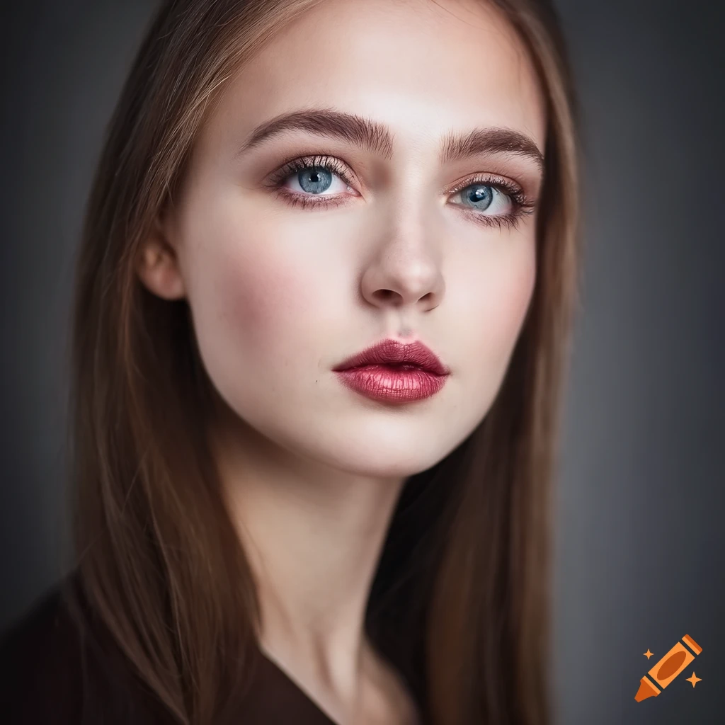 Candid close up with perfect facial features of a beautiful slavic girl ...