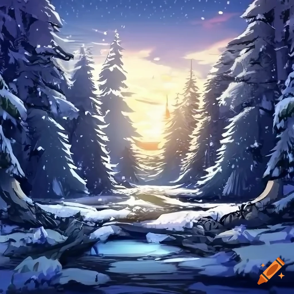 Digital art, beautiful, RWBY art style, snowy forest backdrop, cell ...