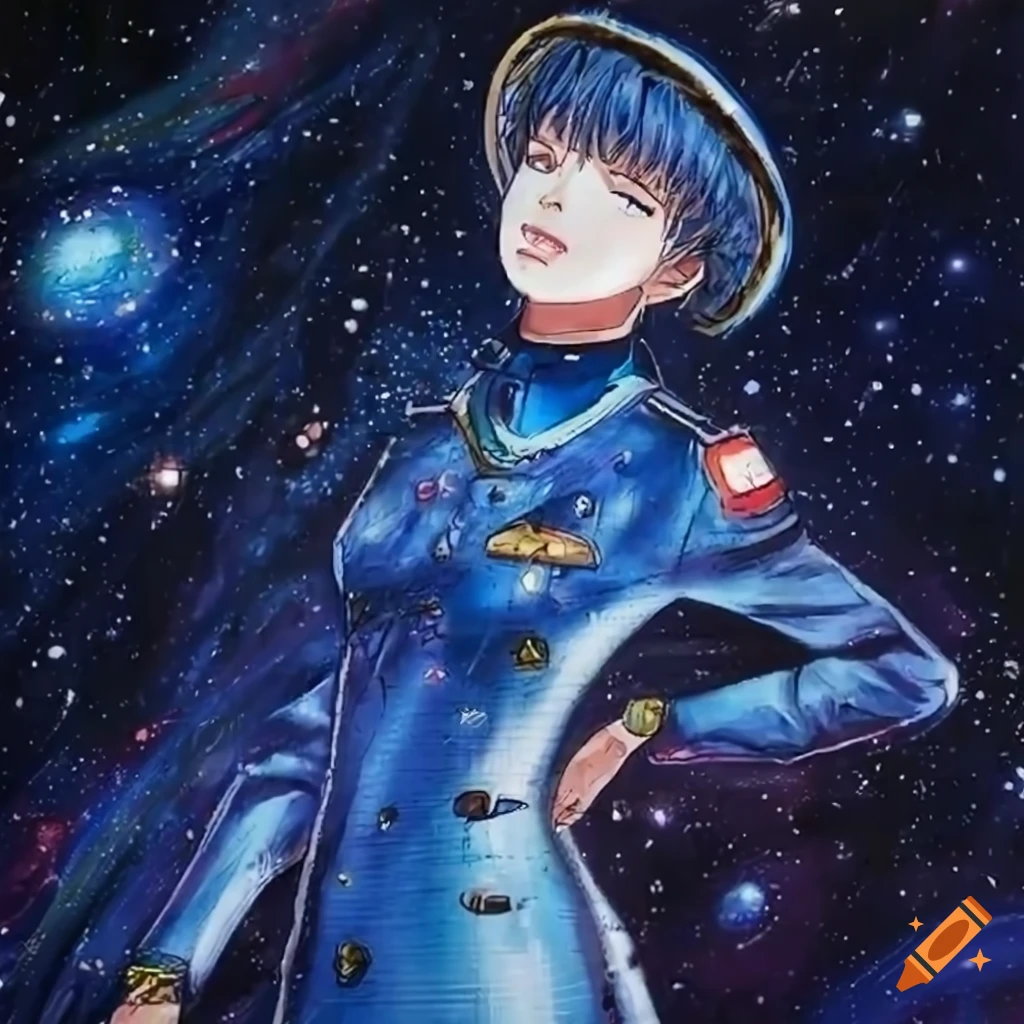Detailed cosmic space uniform, manga