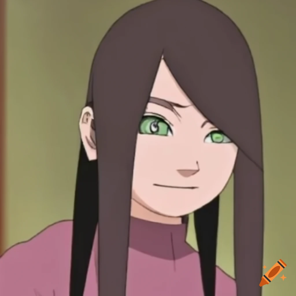 Screenshot from Naruto, shy female character with long brown hair in ...