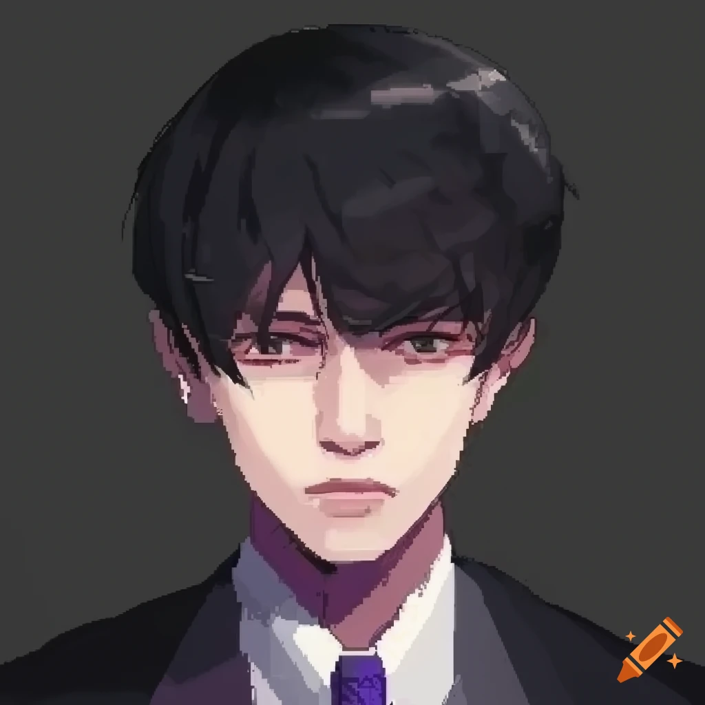 A person with black hair and a tie, a character portrait by Nōami ...