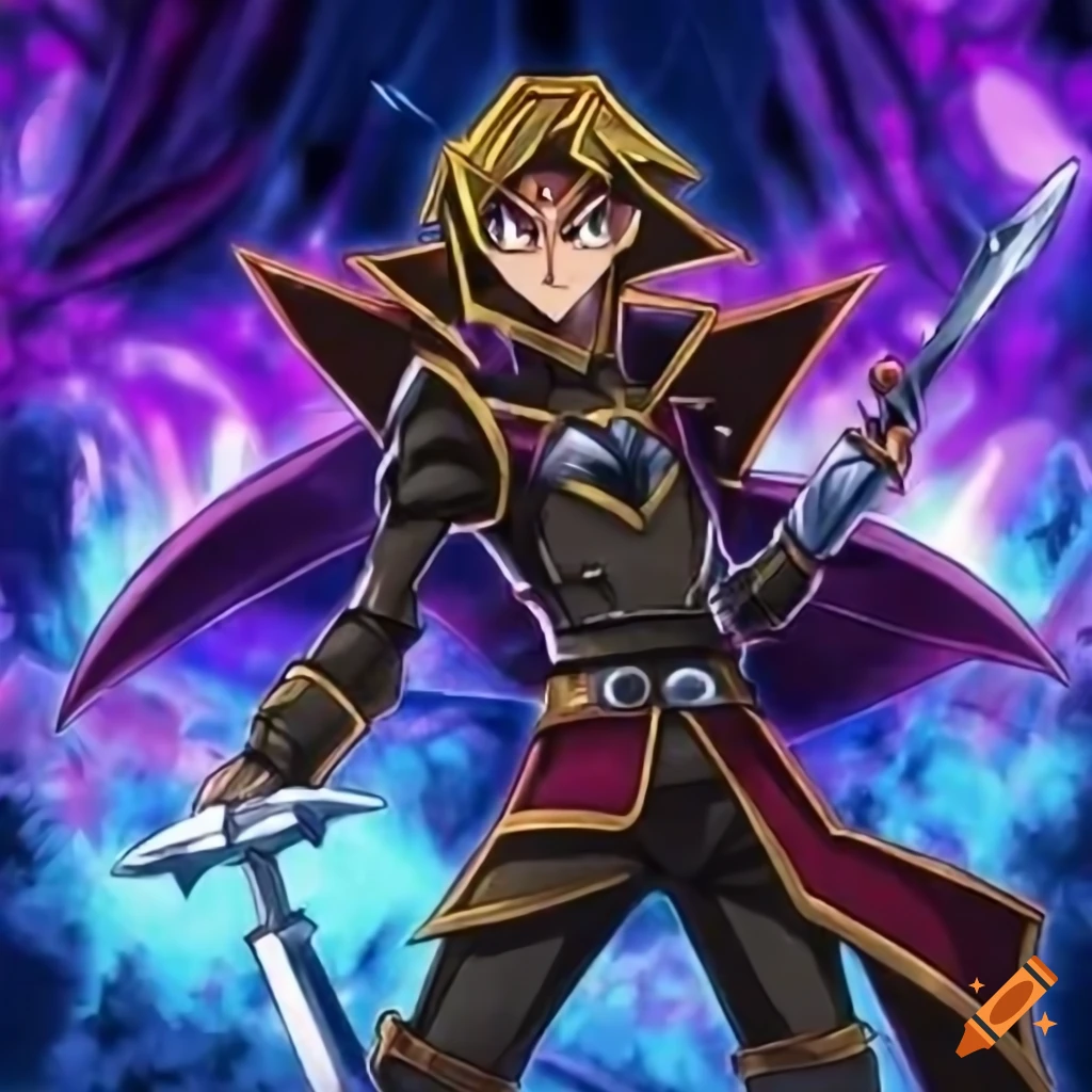 Yugioh card art, simple adventurer with spear