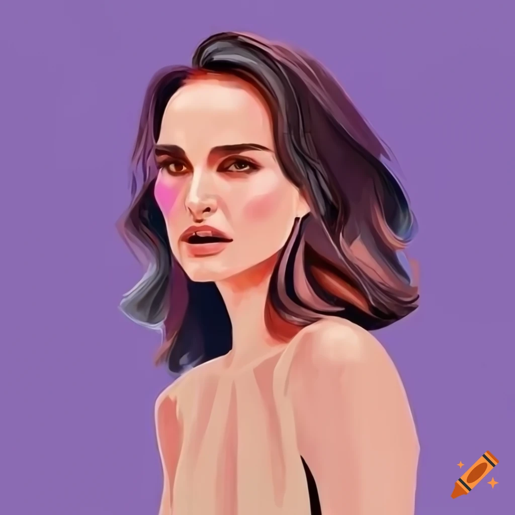 Natalie Portman in a modern simple illustration style using the Pantone ...