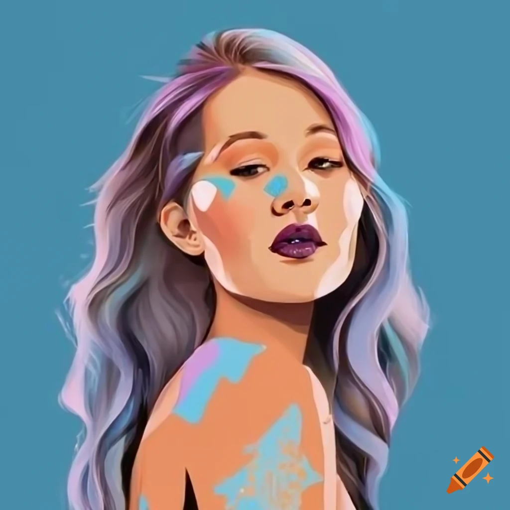 Kelli Berglund in a modern simple illustration style using the Pantone ...