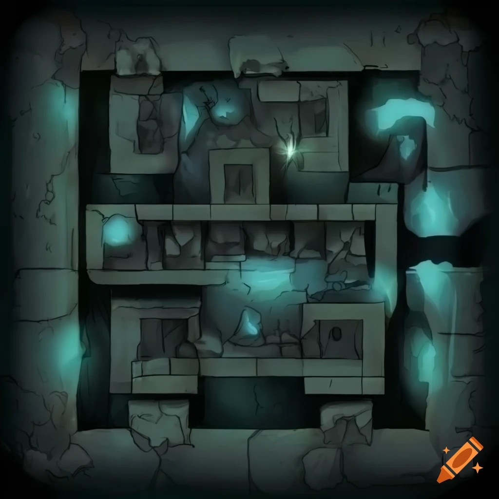 Tabletop game cave map on Craiyon