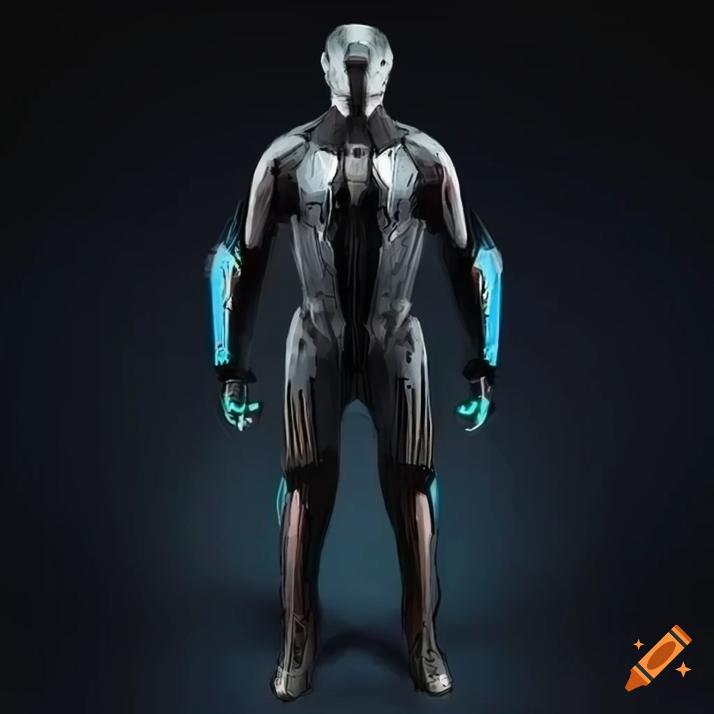 Concept art of man in a futuristic jumpsuit