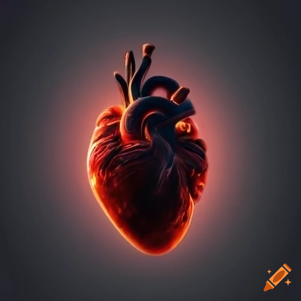 A heart fading into black particles from bottom to top photo-realistic