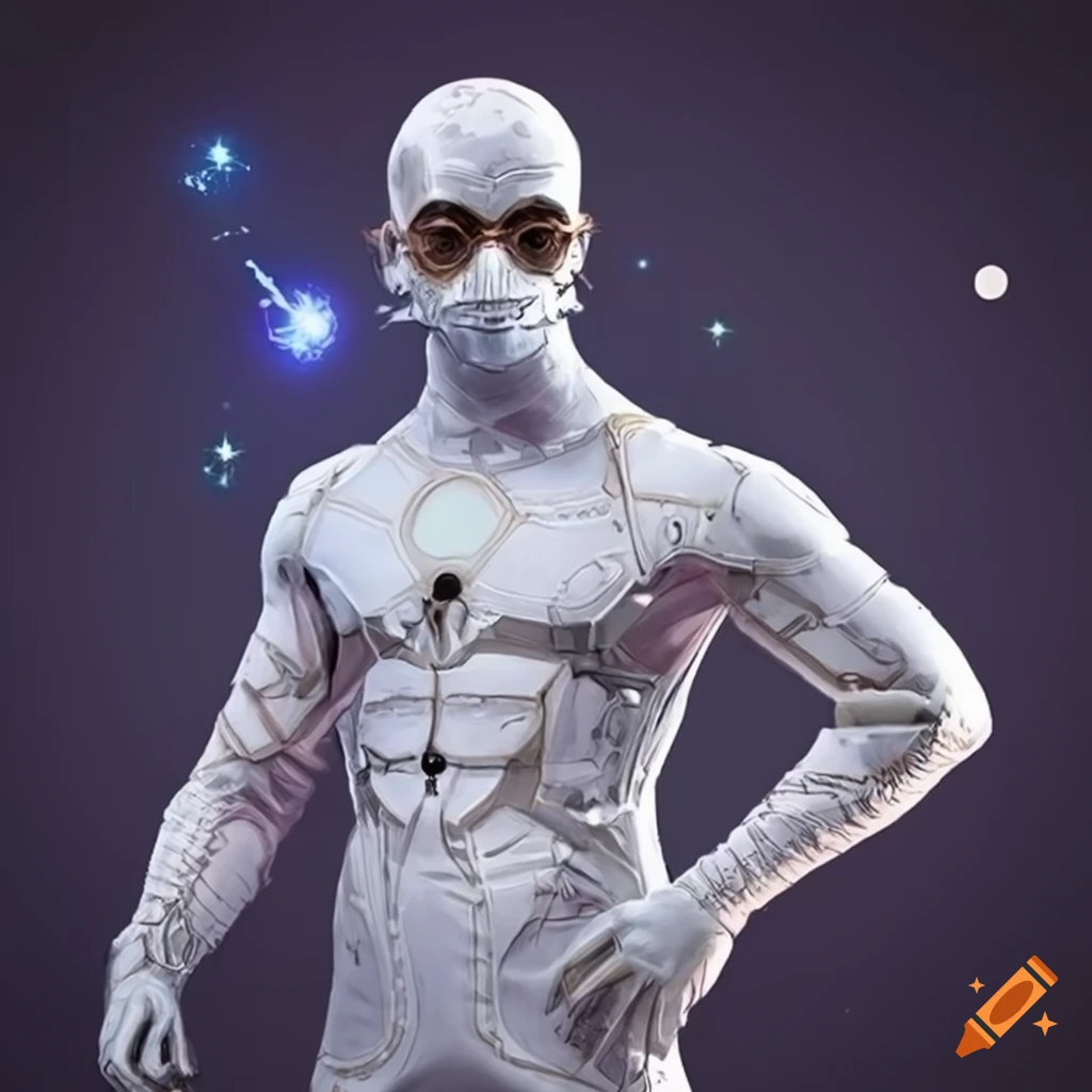 Man in white cosmic work outfit on Craiyon