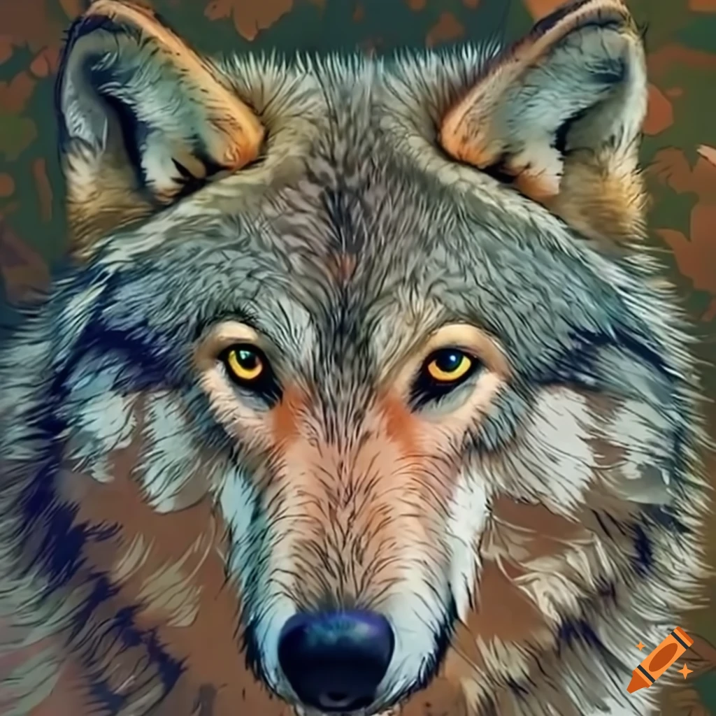 Majestic wolf staring intently within a forest habitat