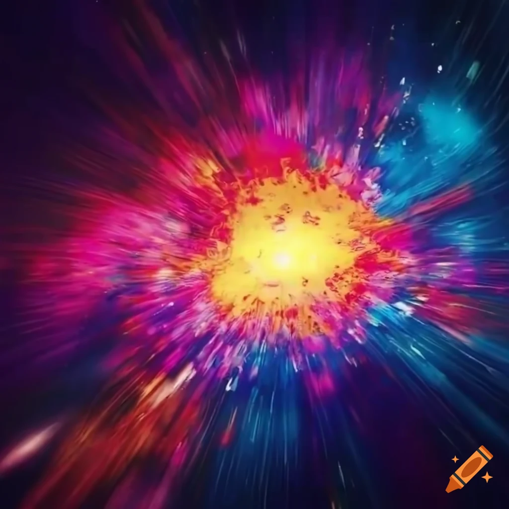 Colorful explosion of space particles, motion design, cinematic on Craiyon