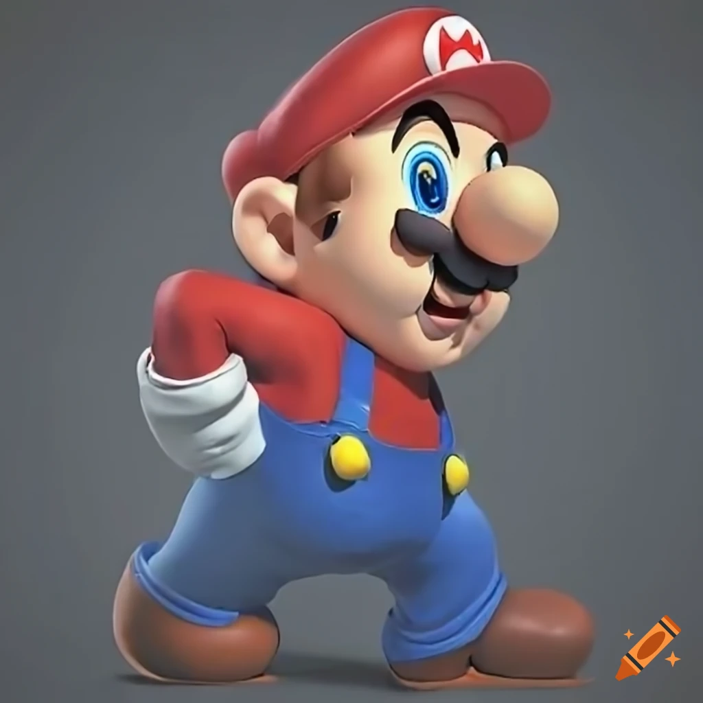 Mario posed in front of a plain background on Craiyon