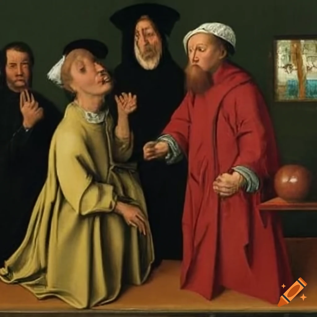 Painting by van eyck of men arguing