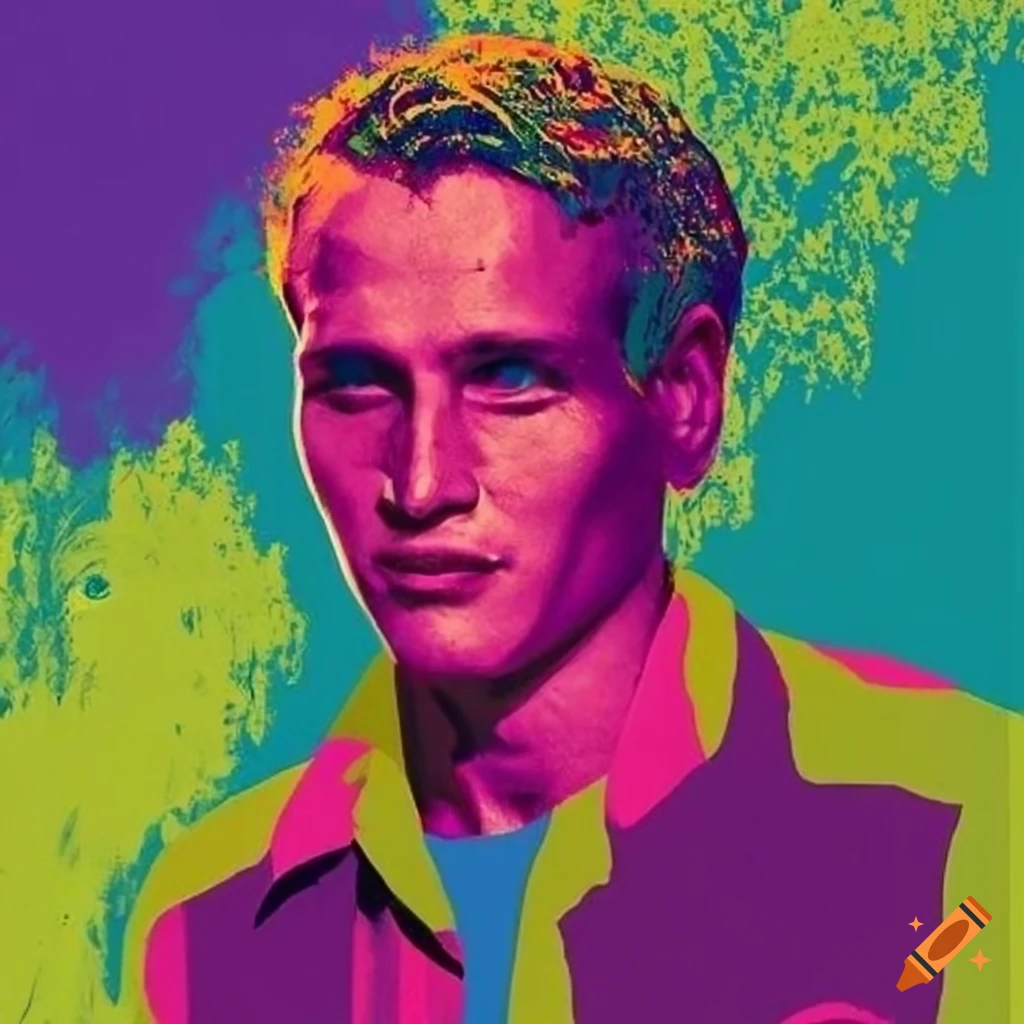 Pop art portrait of young paul newman in style of andy warhol on Craiyon