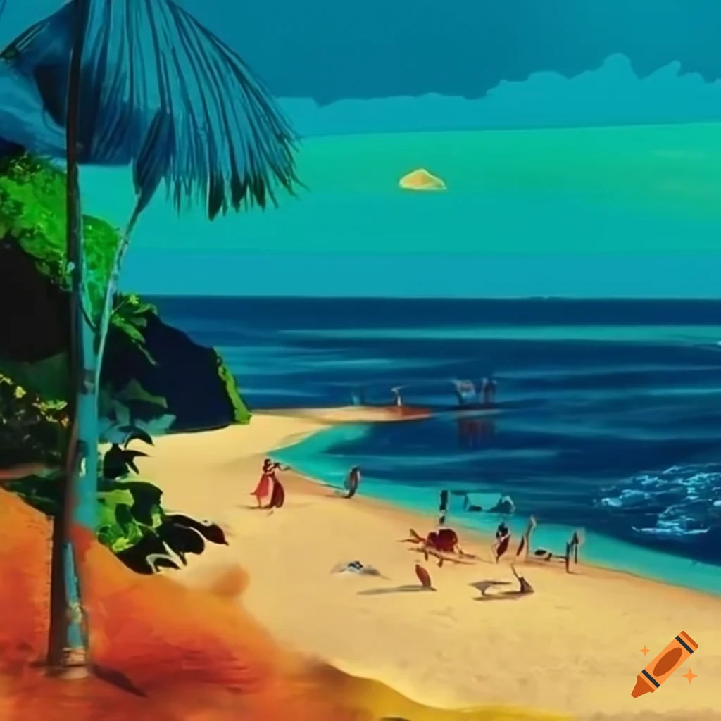 Vintage fifities beach scene