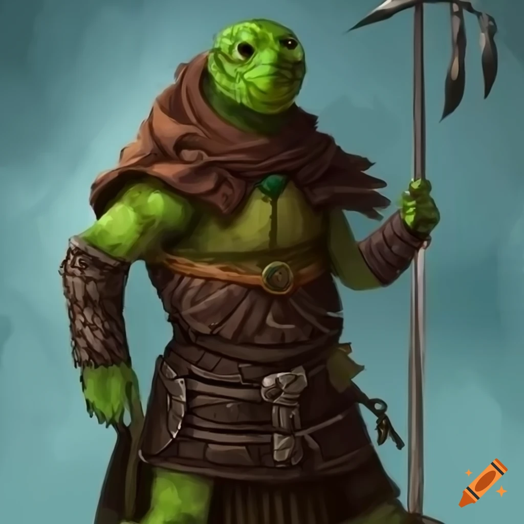 A turtle folk warrior from dnd on Craiyon