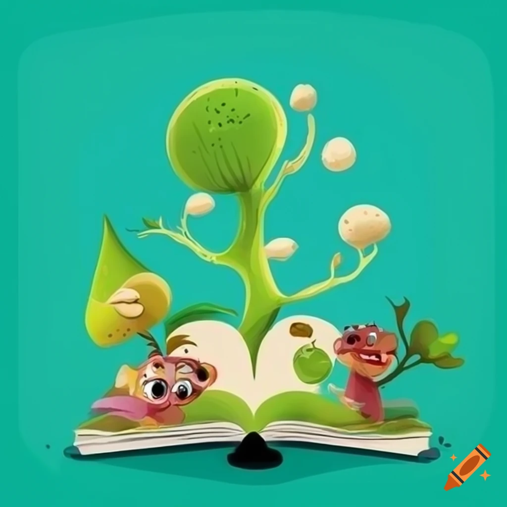 A book cover with cartoon style quirky characters representing nature