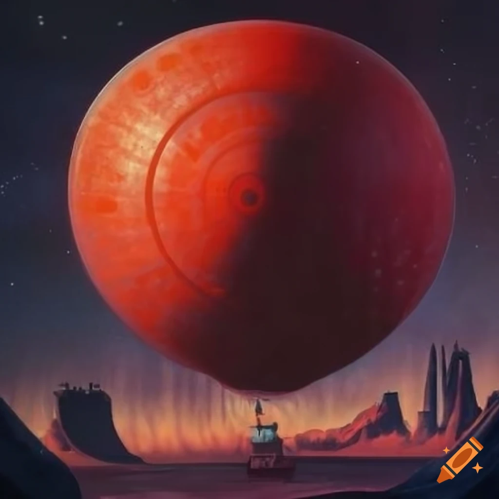70s sci fi red blimp art