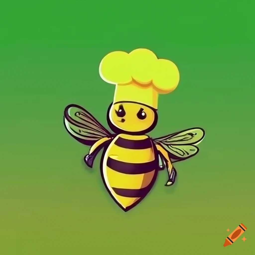 Bee chef logo yellow green on Craiyon