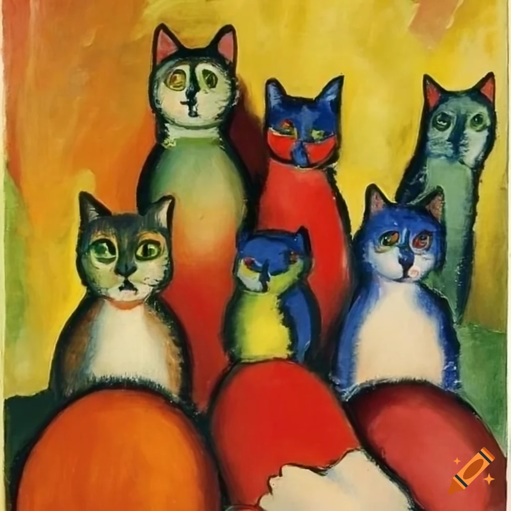 Three cats, by august macke on Craiyon