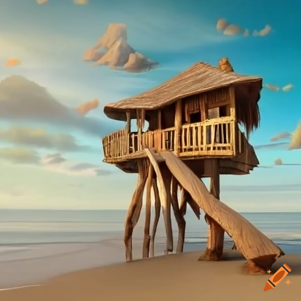 Wild very tall treehouse on the beach