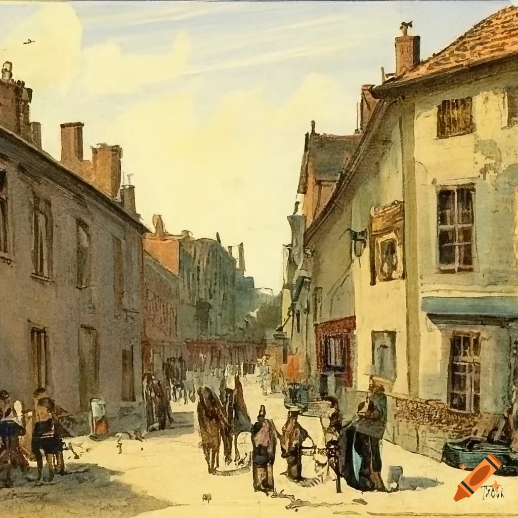 Street in town, early 19th century