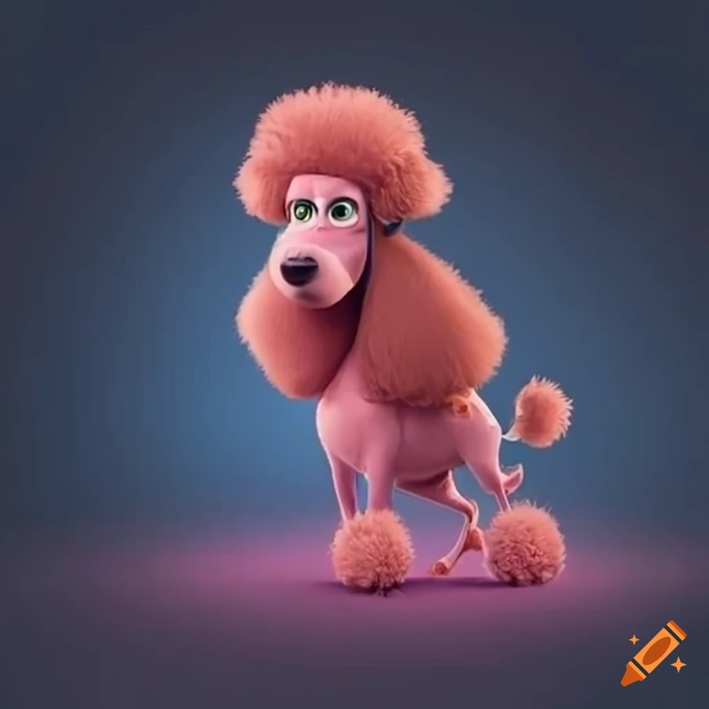 Pixar poodle puppy character design on Craiyon