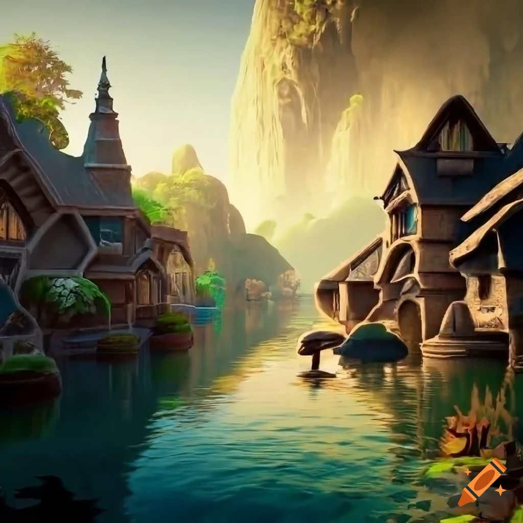The rivendell, 3D Game Cinematic Feel, Epic 3D Videogame Graphics, Intricately Detailed, 8K ...