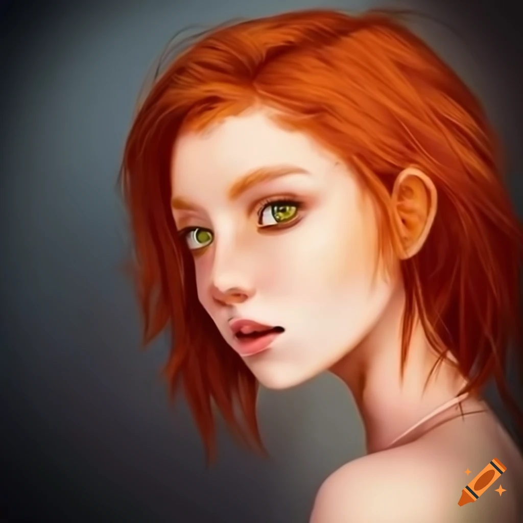 Girl With Short Red Hair And Green Eyes
