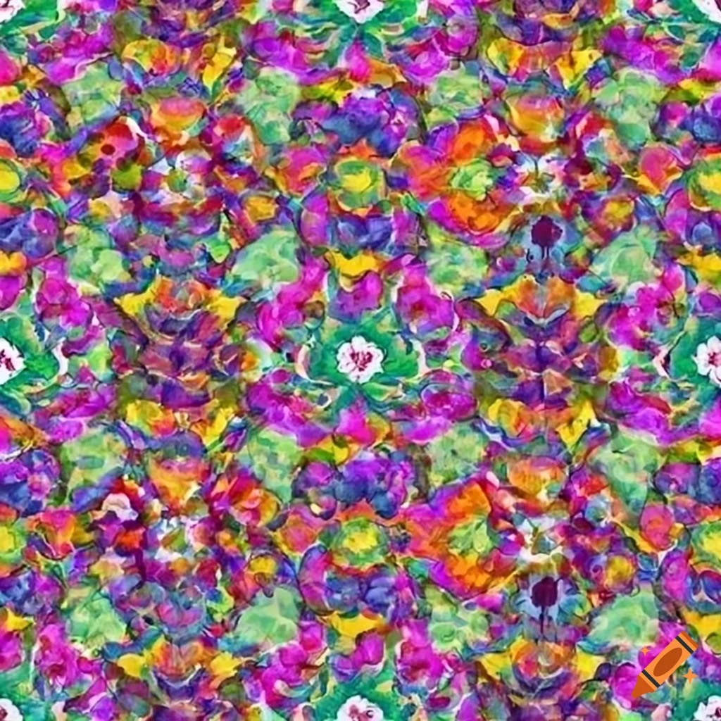 Seamless, repeating floral pattern, vivid colors, watercolor style, on ...
