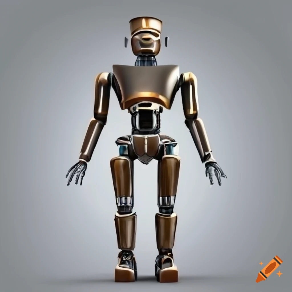 Art deco robot full body 3d white background
