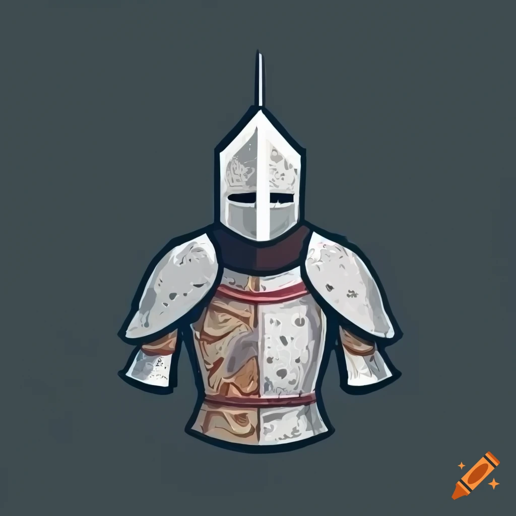 Ui image of knight armor from 2d rpg game in simple style with high detail