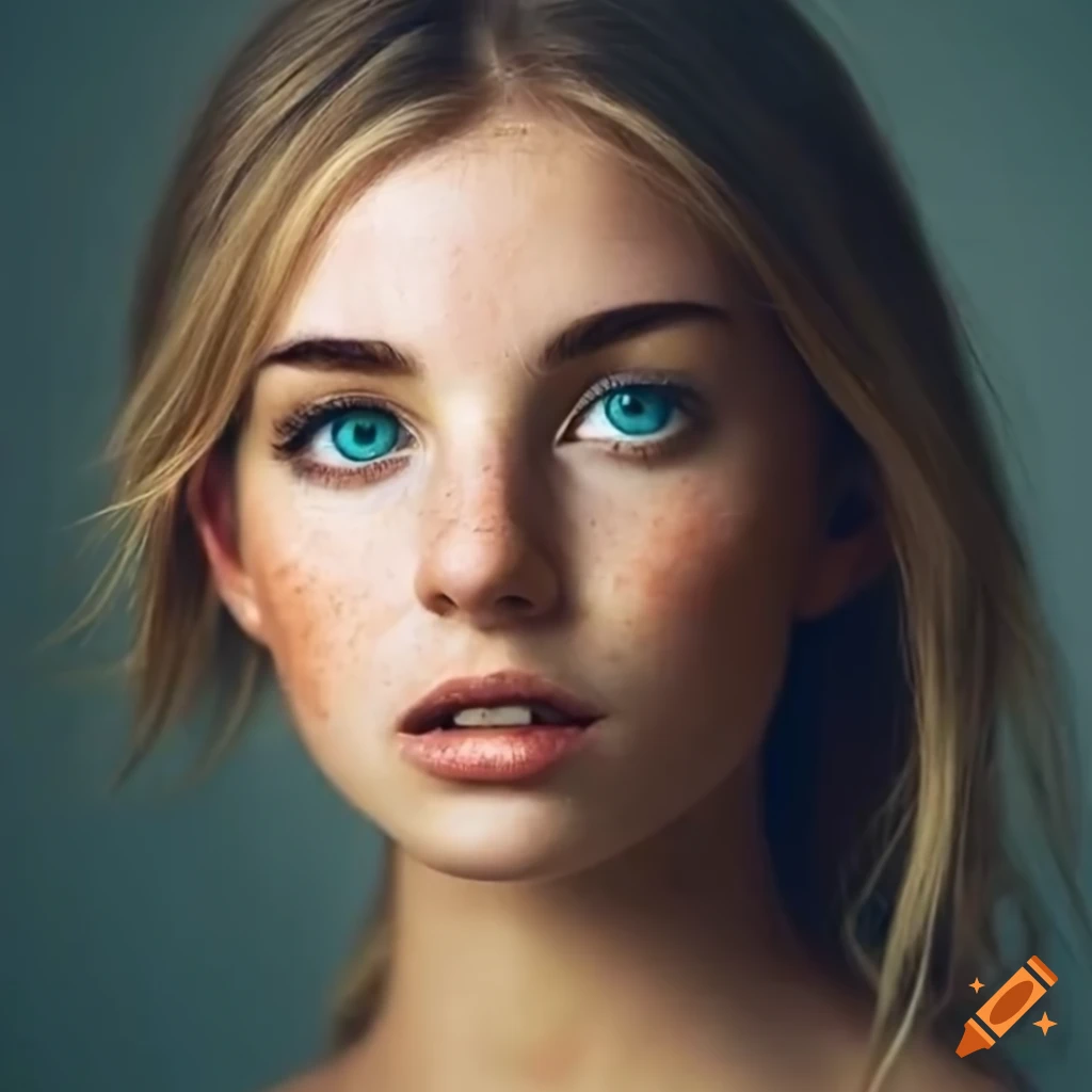 Beautiful young woman very light freckles on Craiyon