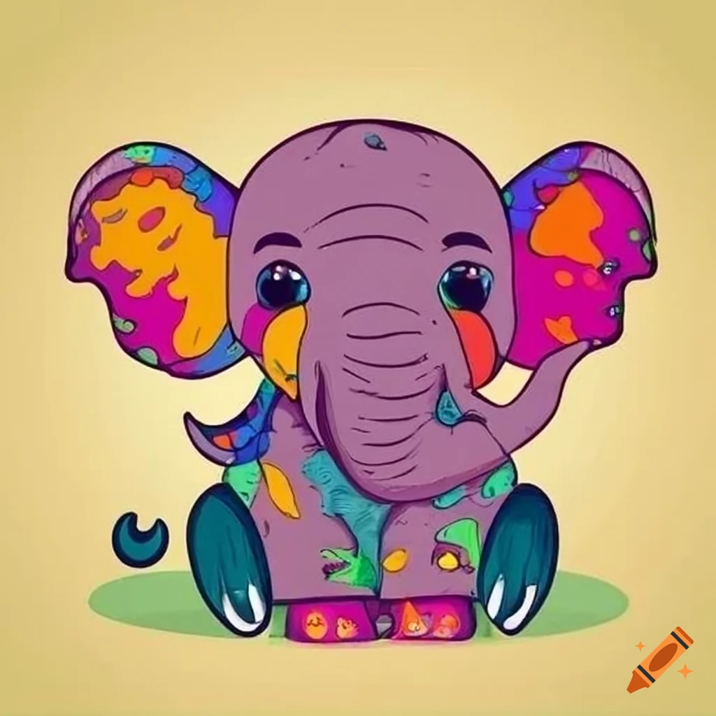 Mojo cute elephant bright colours