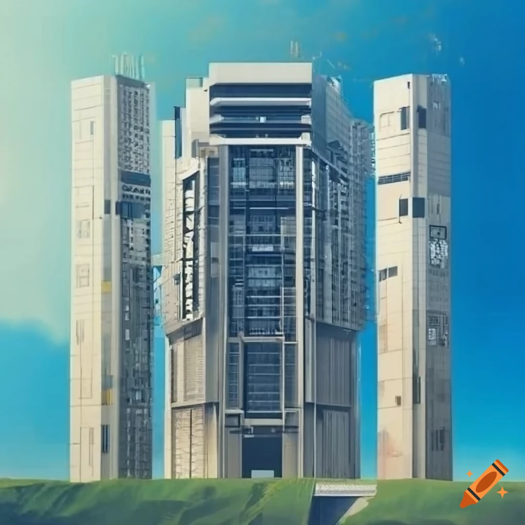 Japan, hiroshi nagai cyber city oedo 808 building, machinery front view ...