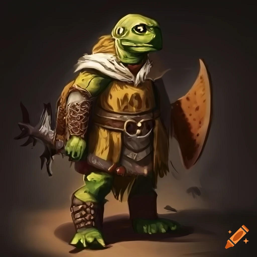 A turtle folk warrior from dnd on Craiyon