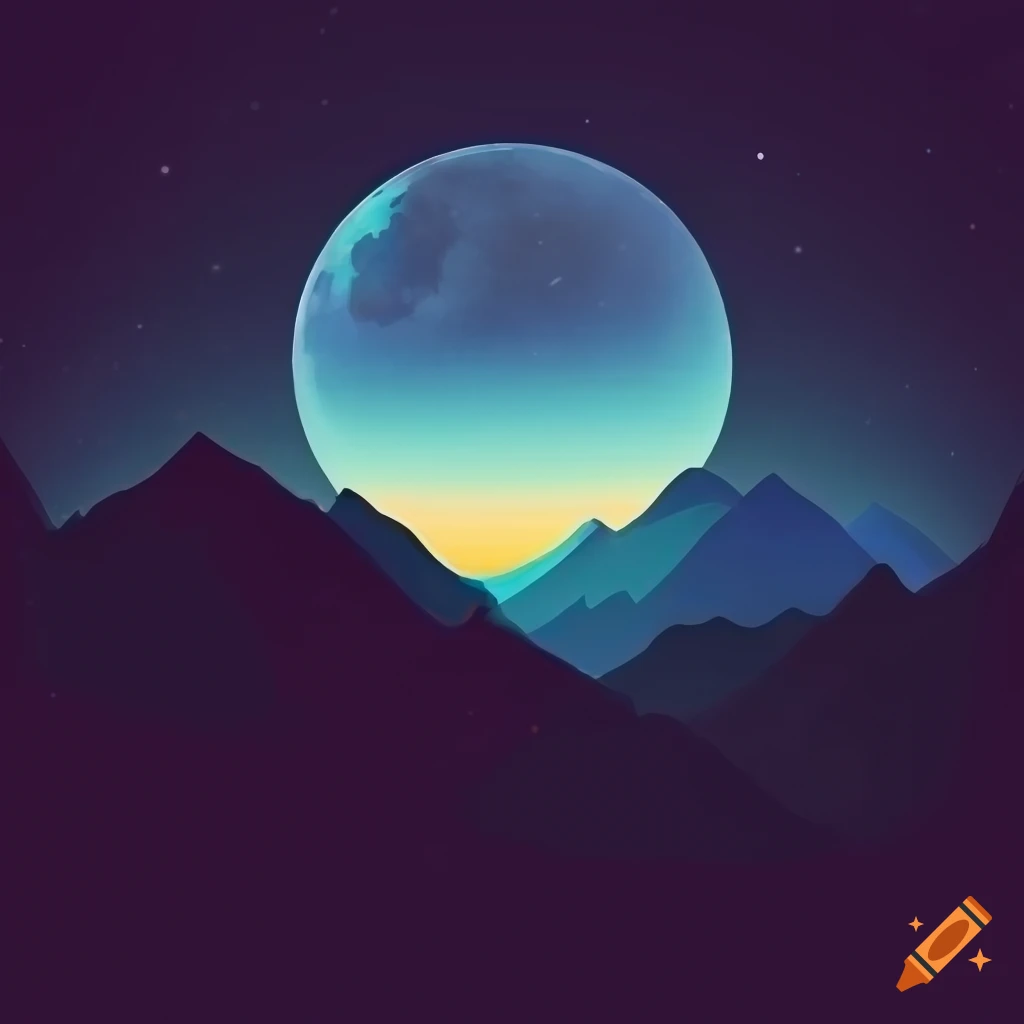 Book cover, night, valley, forest, mountains, two red moons on Craiyon