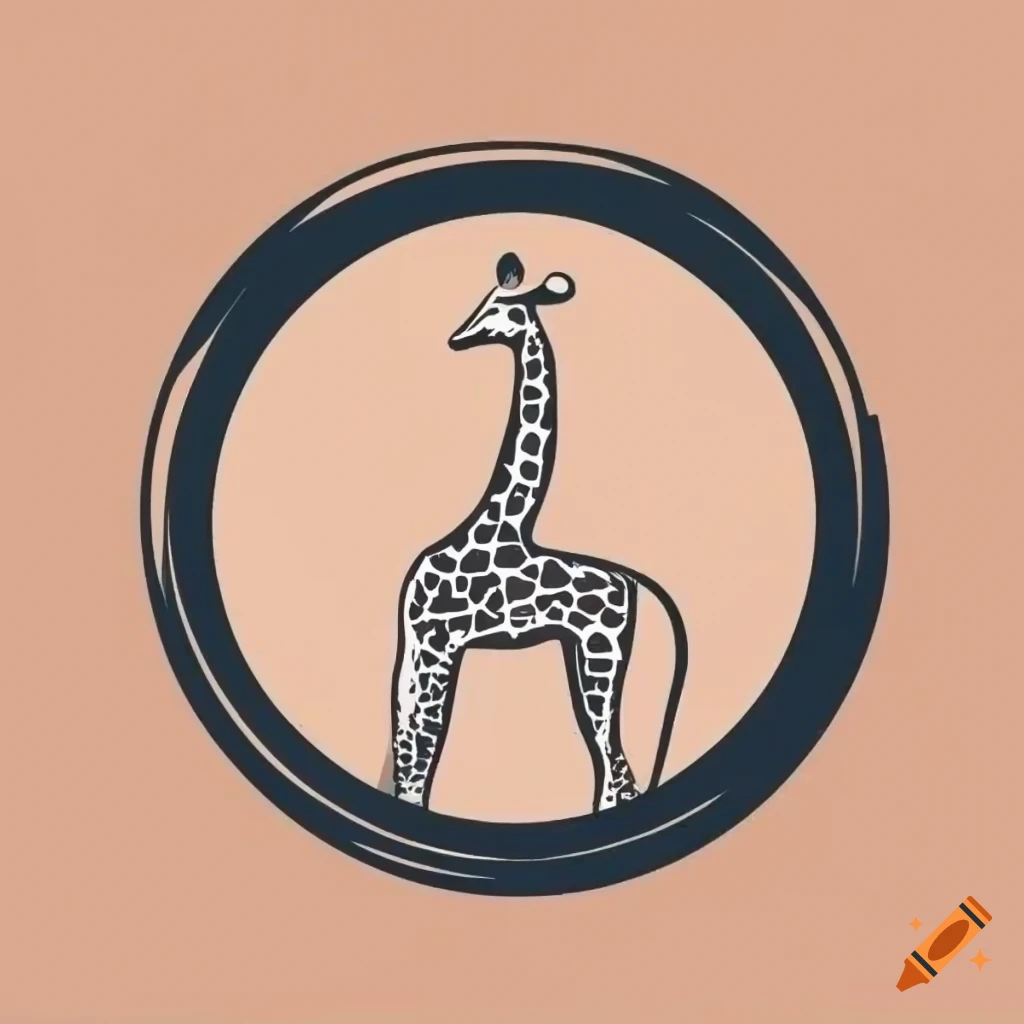 A simple and elegant giraffe circle logo with a single line
