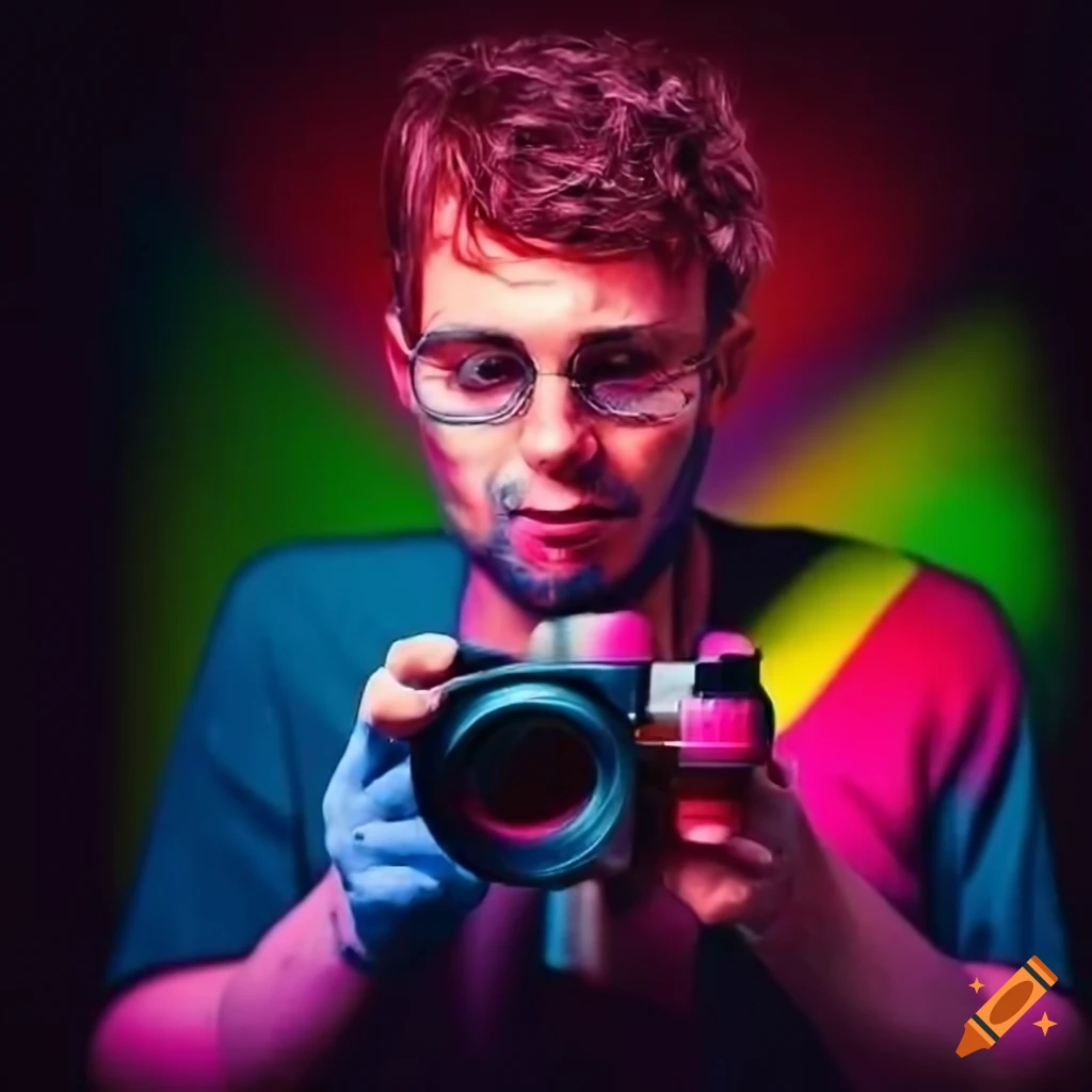 Photographer man colorful on Craiyon