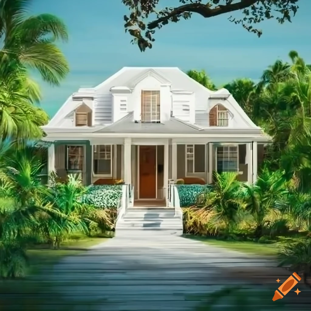 A key west style ranch house with big front porches and white trim ...