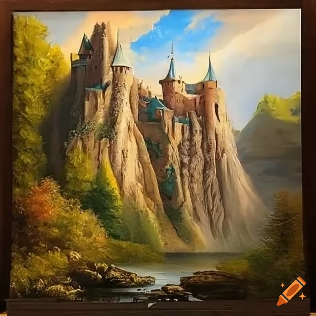 A majestic castle carved into a mountain