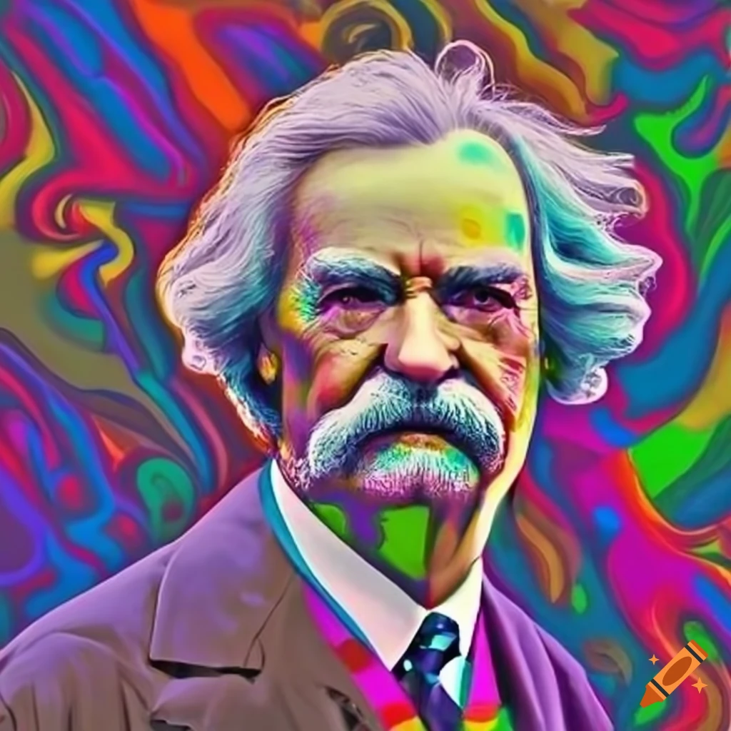 Colorful pop art photo of mark twain on Craiyon