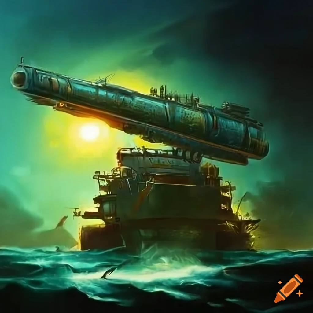 70s sci fi green tanker art